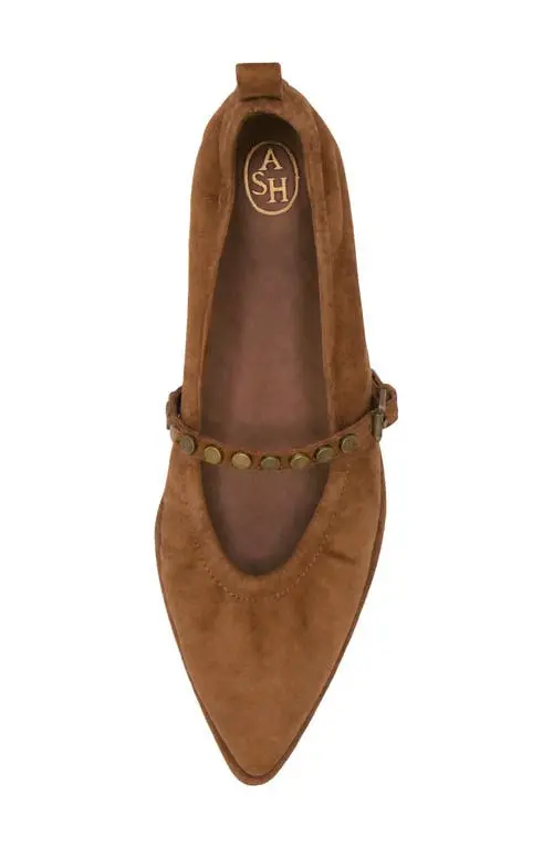 Ash Bella Studded Mary Jane Flat - Chestnut