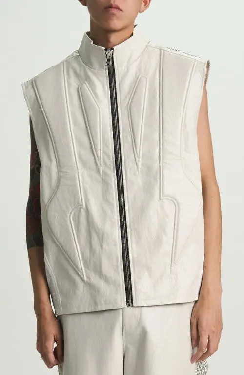 RtA Noe Faux Leather Biker Vest - Grey