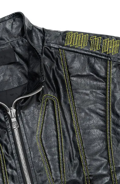 RtA Noe Faux Leather Biker Vest