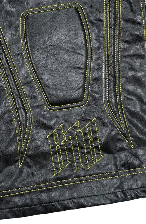 RtA Noe Faux Leather Biker Vest