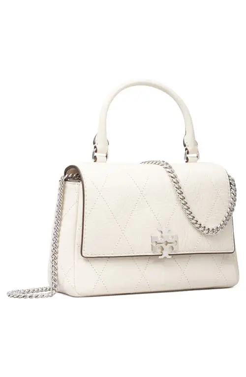 Tory Burch Charlie Quilted Leather Top Handle Bag - Light Cream