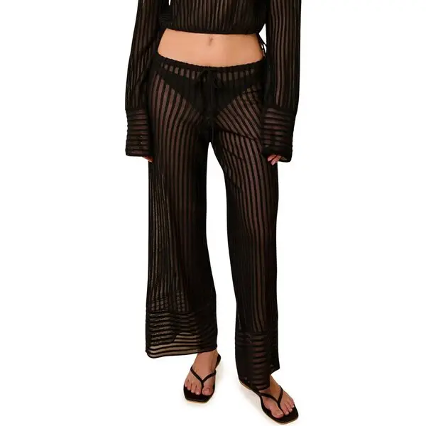 Solid & Striped Athena Wide Leg Cover-up Pants - Noir