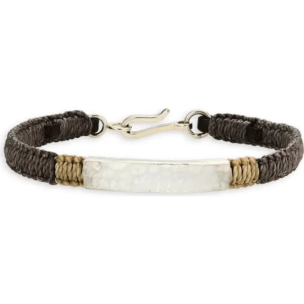 Caputo & Co Macrame Hammered Id Bracelet - Grey Combo