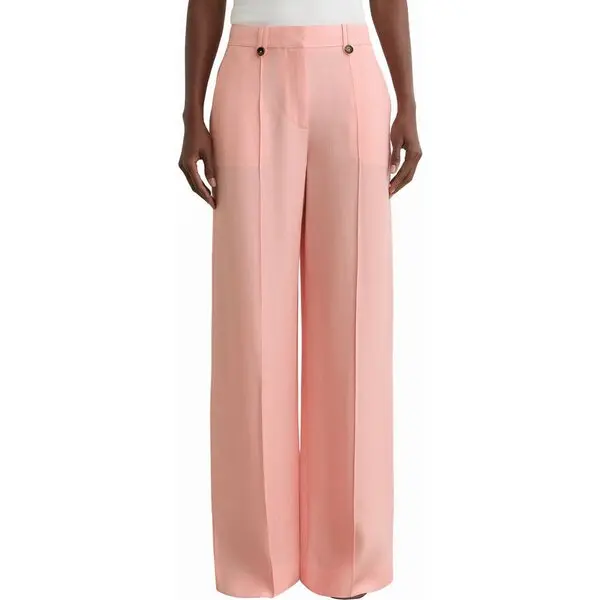 REISS Magda Pleated Linen Wide Leg Pants