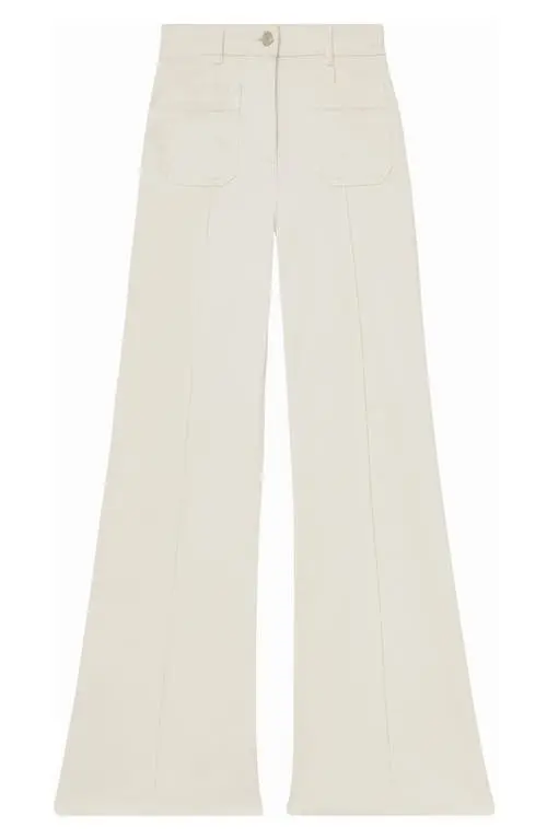 REISS Sakura Pintuck Patch Pocket Wide Leg Jeans - Ecru