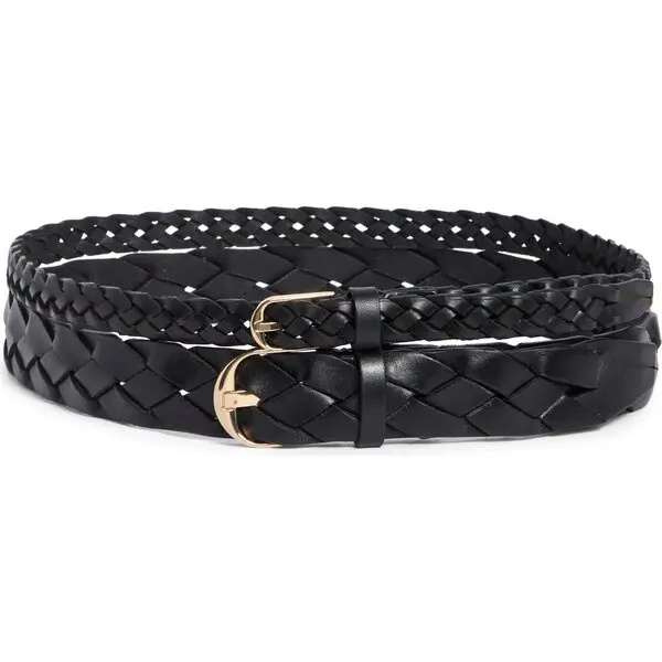 Nordstrom Double Braid Leather Belt - Black