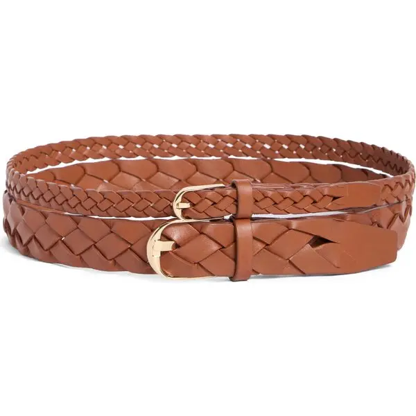 Nordstrom Double Braid Leather Belt - Cognac