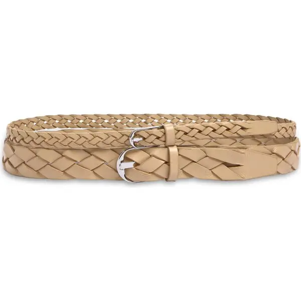Nordstrom Double Braid Leather Belt - Tan Shore
