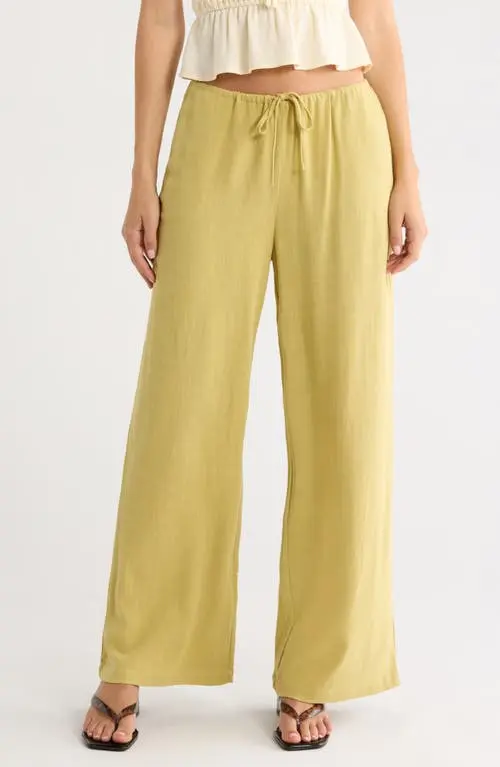 PACSUN Milla Tie Waist Wide Leg Pants - Green