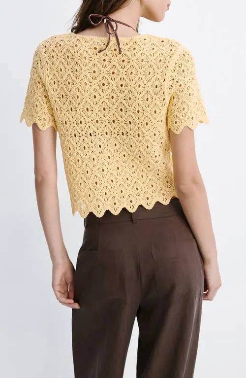 Mango Openwork Crochet Knit Top
