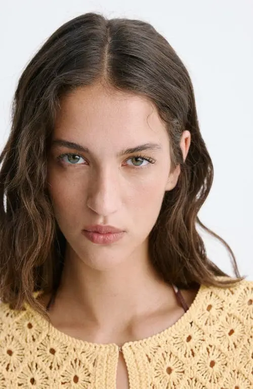 Mango Openwork Crochet Knit Top