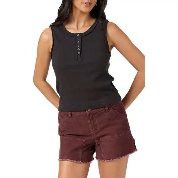 O'Neill Hattie Rib Henley Tank - Black