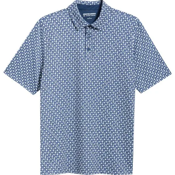 Johnston & Murphy Game Day Xc+™ Football Helmet Print Performance Polo - Navy