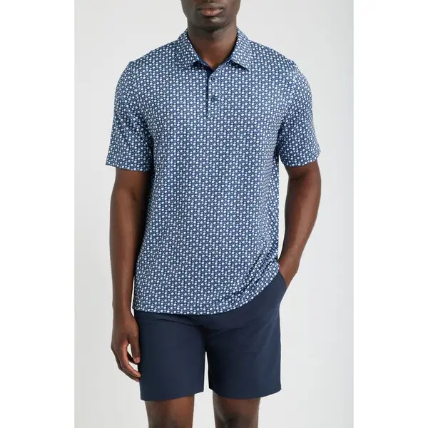 Johnston & Murphy Game Day Xc+™ Football Helmet Print Performance Polo - Navy