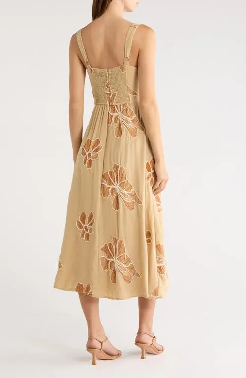 Moon River Embroidered Floral Midi Dress