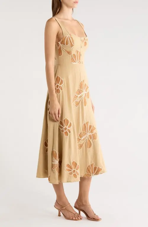 Moon River Embroidered Floral Midi Dress