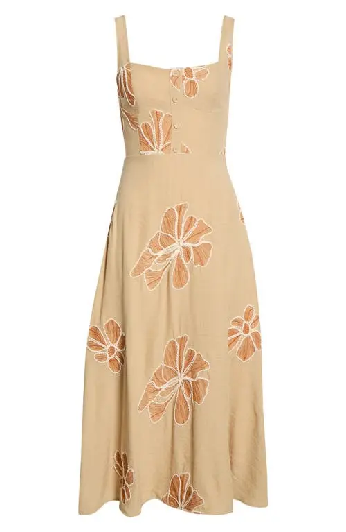 Moon River Embroidered Floral Midi Dress