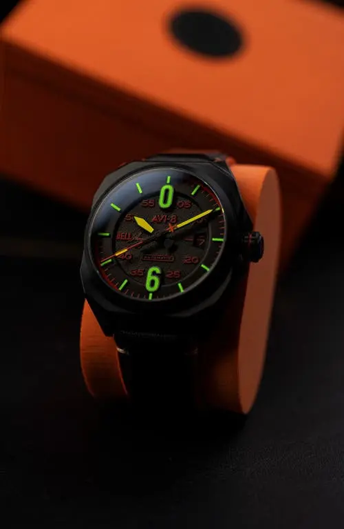 AVI-8 Automatic Watch With Leather/rubber Strap - Black