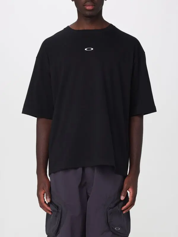 Oakley Short-sleeve Cotton T-shirt With Graphic Logo Print - Black