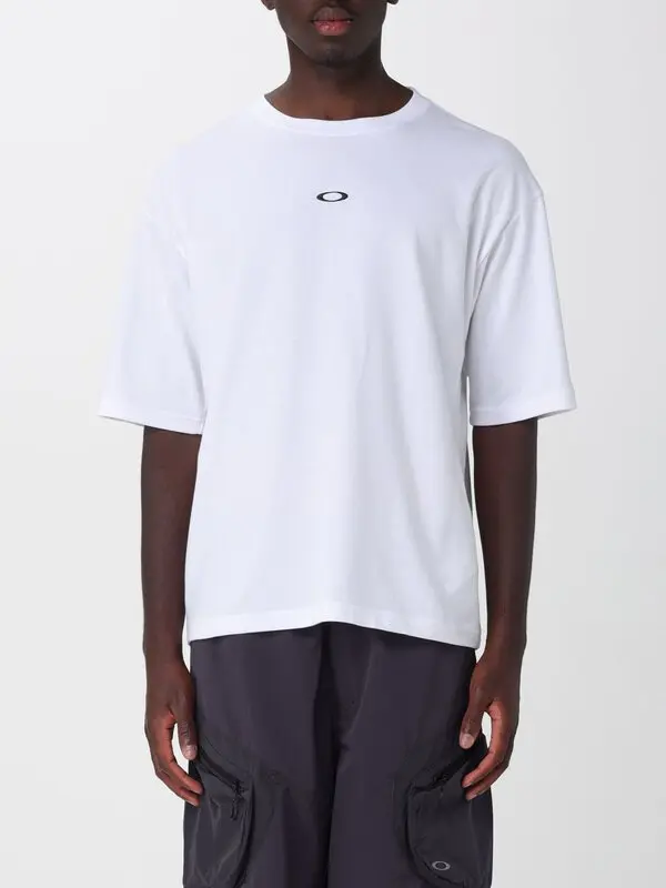 Oakley Cotton T-shirt With Contrasting Graphic Print And Dropped Shoulders - Grey