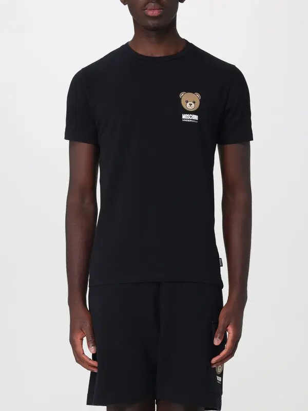 Moschino Teddy Bear Print Cotton T-shirt With Logo - Black
