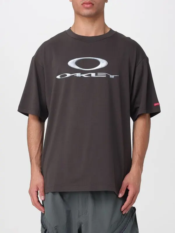 Oakley Relaxed Fit Cotton T-shirt With Printed Logo And Dropped Shoulders - Black