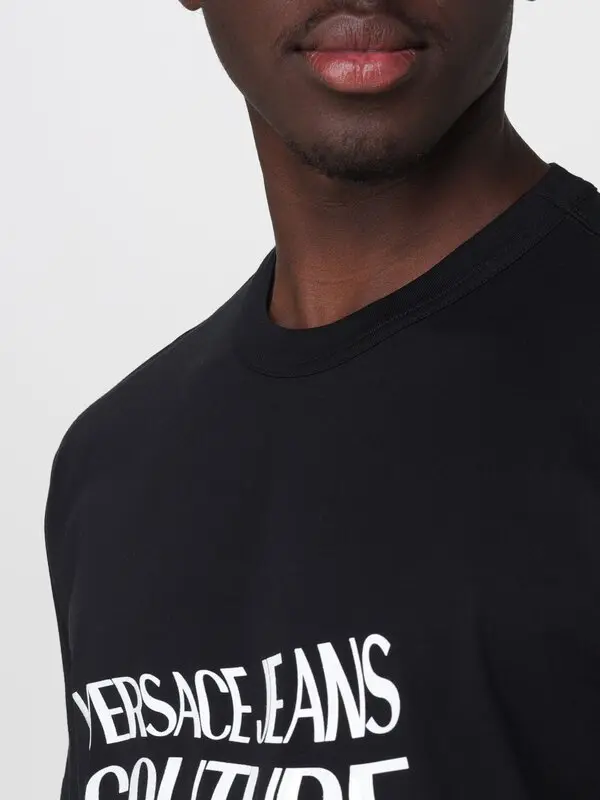 Versace Cotton Crew Neck T-shirt With Contrast Logo