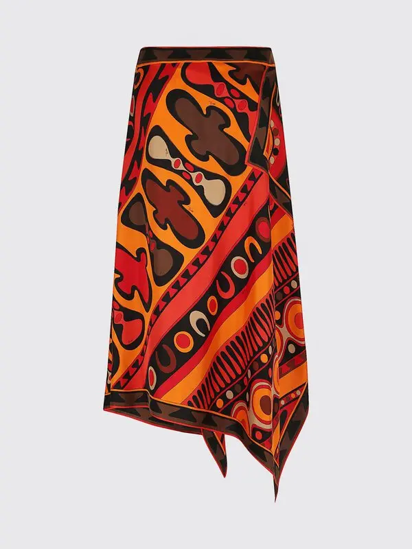 Emilio Pucci Asymmetrical Midi Silk Skirt With Abstract Print
