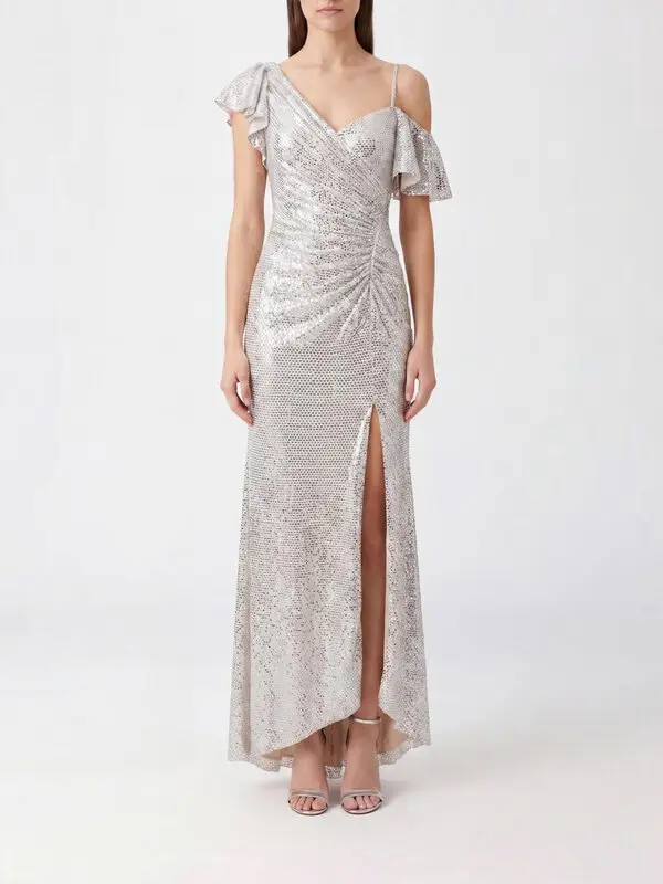 SELF-PORTRAIT One-shoulder Rhinestone Long Evening Gown With Slit