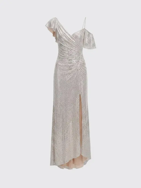 SELF-PORTRAIT One-shoulder Rhinestone Long Evening Gown With Slit