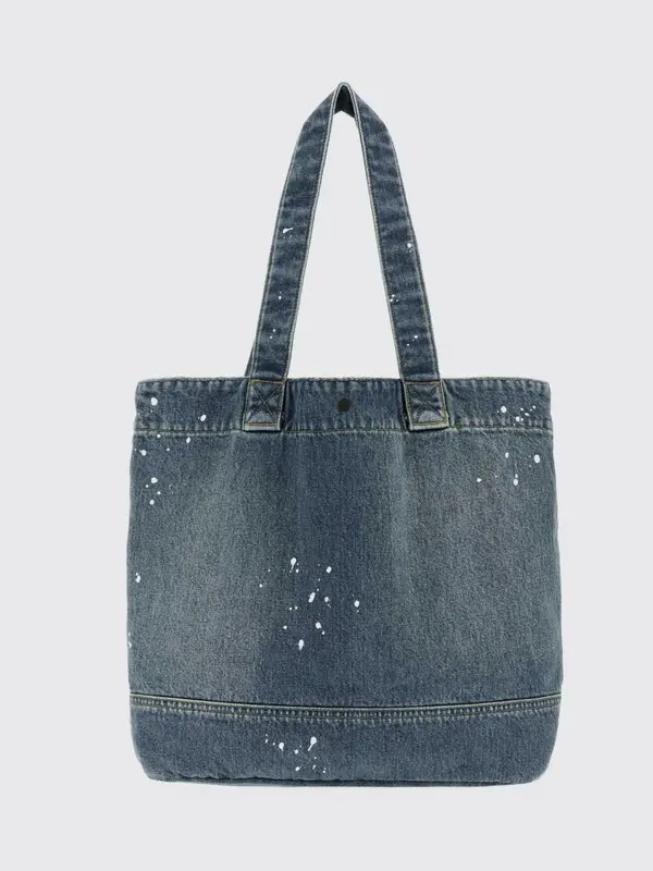 Carhartt Work In Progress Cotton Denim Tote Bag With Applied Logo - Blue