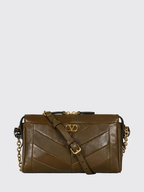 Valentino Garavani Panthea Shoulder Bag With Vlogo And Rhinestones - Brown