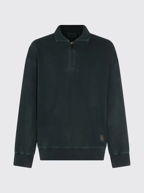 Carhartt Work In Progress Long-sleeved Cotton Polo Shirt With Zip Closure - Black