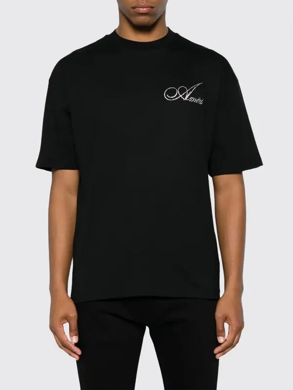 Amiri Cotton T-shirt With Rhinestone Logo And Dropped Shoulders
