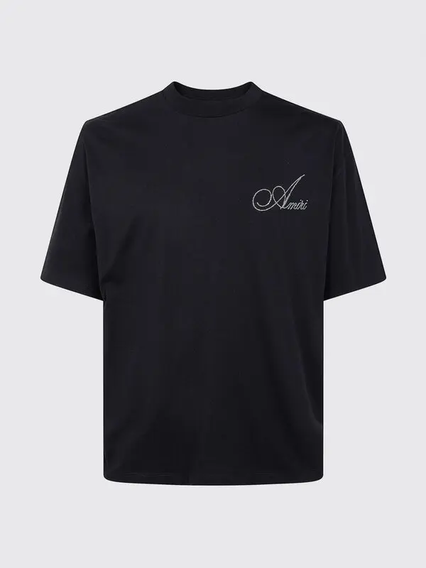 Amiri Cotton T-shirt With Rhinestone Logo And Dropped Shoulders