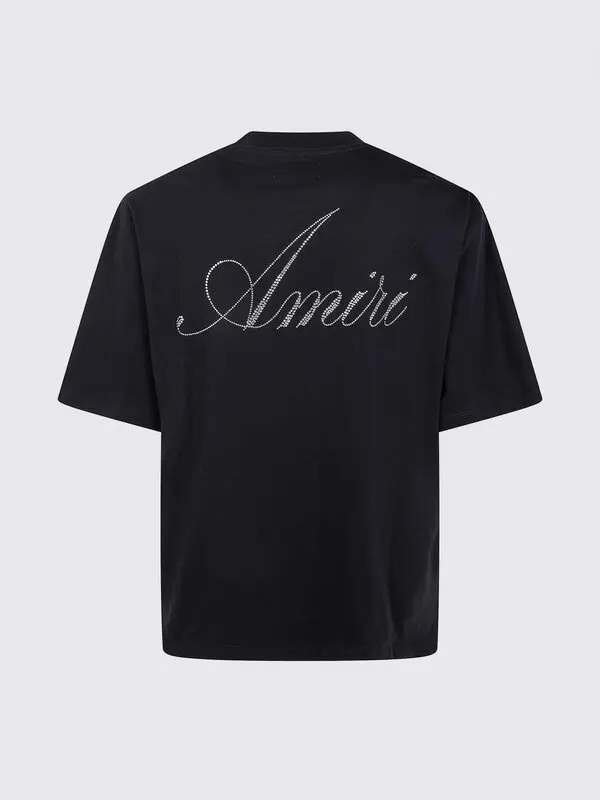 Amiri Cotton T-shirt With Rhinestone Logo And Dropped Shoulders