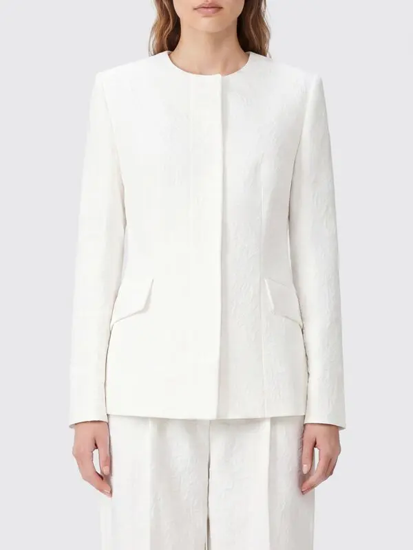TOTEME Cropped Crew Neck Cotton Jacket With Concealed Closure