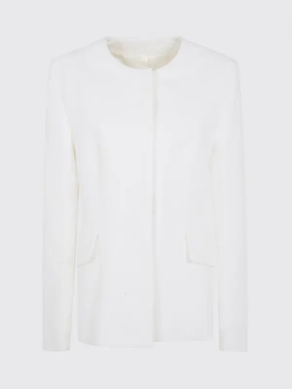 TOTEME Cropped Crew Neck Cotton Jacket With Concealed Closure