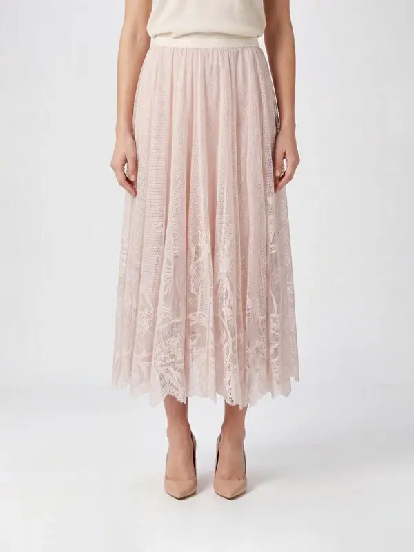Fabiana Filippi High-waisted Lace Midi Skirt - Beige