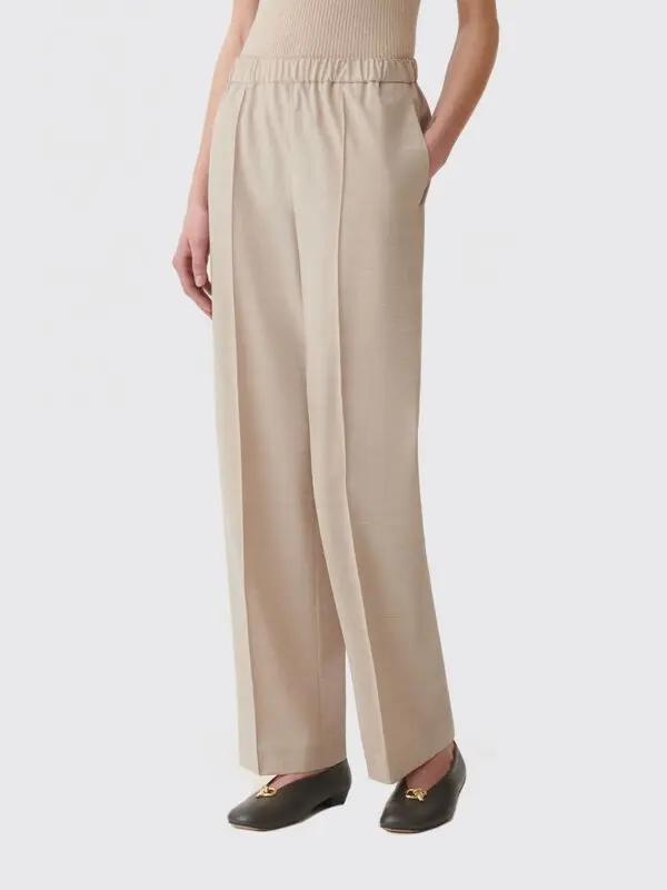 Fabiana Filippi Slim Fit Wool Blend Trousers With Monile Detail - Beige