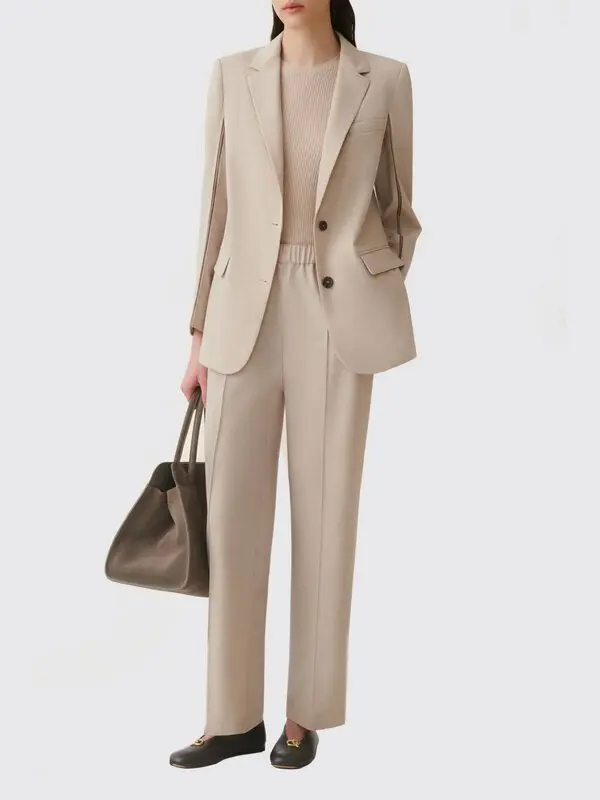Fabiana Filippi Slim Fit Wool Blend Trousers With Monile Detail - Beige