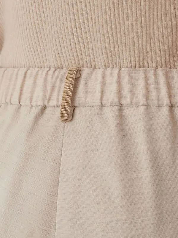 Fabiana Filippi Slim Fit Wool Blend Trousers With Monile Detail - Beige