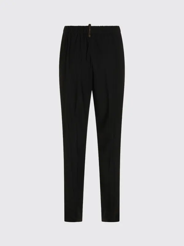 Fabiana Filippi Slim Fit Wool Blend Trousers With Monile Detail - Black
