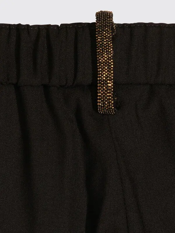 Fabiana Filippi Slim Fit Wool Blend Trousers With Monile Detail - Black