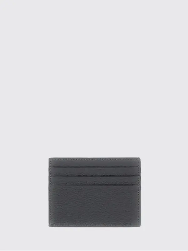 Thom Browne 4-bar Full-grain Leather Card Holder With Six Slots - Grey