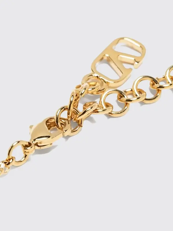 Valentino Garavani Goldtone Brass Vlogo Bracelet With Crystal Embellishments