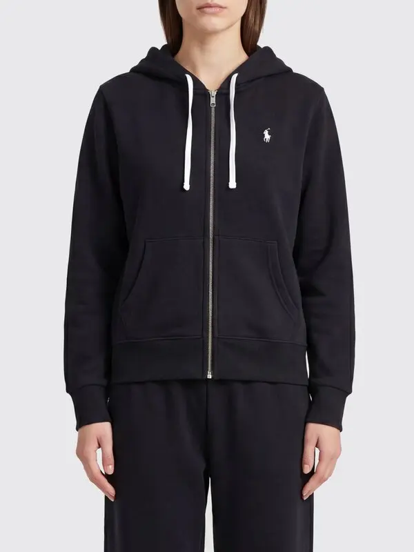 Polo Ralph Lauren Cotton Blend Zip-up Hoodie With Embroidered Logo - Black