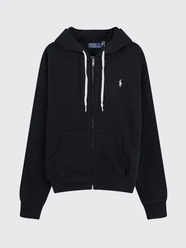 Polo Ralph Lauren Cotton Blend Zip-up Hoodie With Embroidered Logo - Black