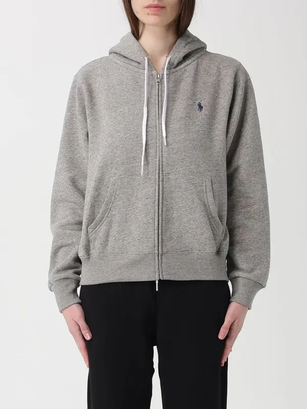 Polo Ralph Lauren Cotton Blend Zip-up Hoodie With Embroidered Logo - Grey
