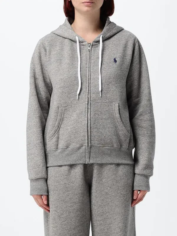 Polo Ralph Lauren Cotton Blend Zip-up Hoodie With Embroidered Logo - Grey